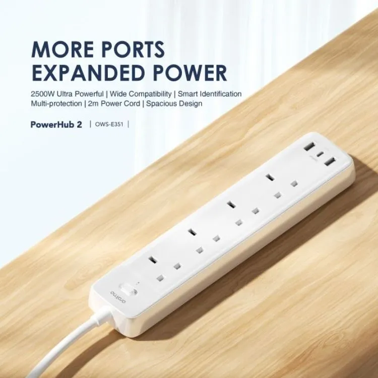 Oraimo PowerHub Smart Fast Charging 4 AC Outlets 3 USB Ports UK Massive Extension Socket ...