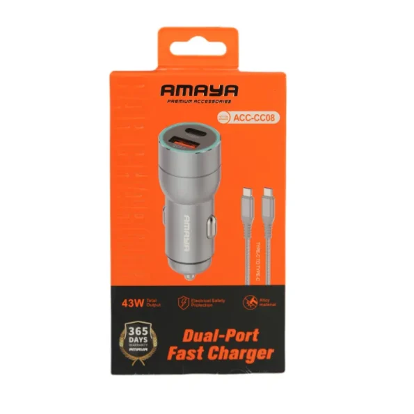 3in1 84w car charger with built-in type-c retractable cable